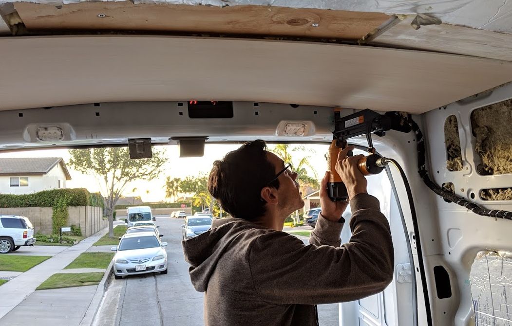 Ceiling Panel Installation in Camper Van Conversion » VanConverts.com