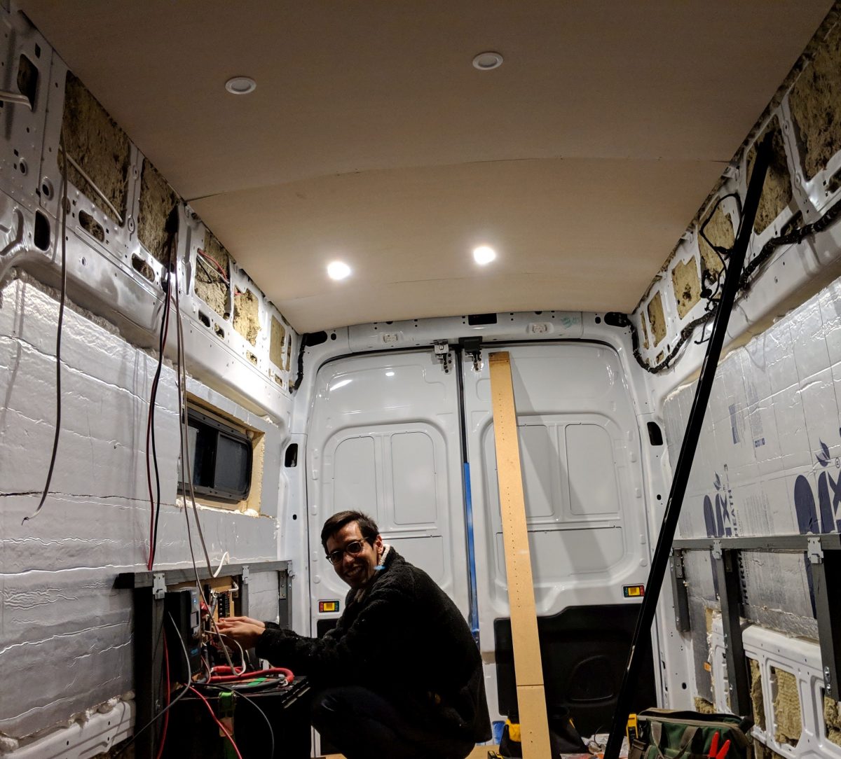 Ceiling Panel Installation in Camper Van Conversion » VanConverts.com